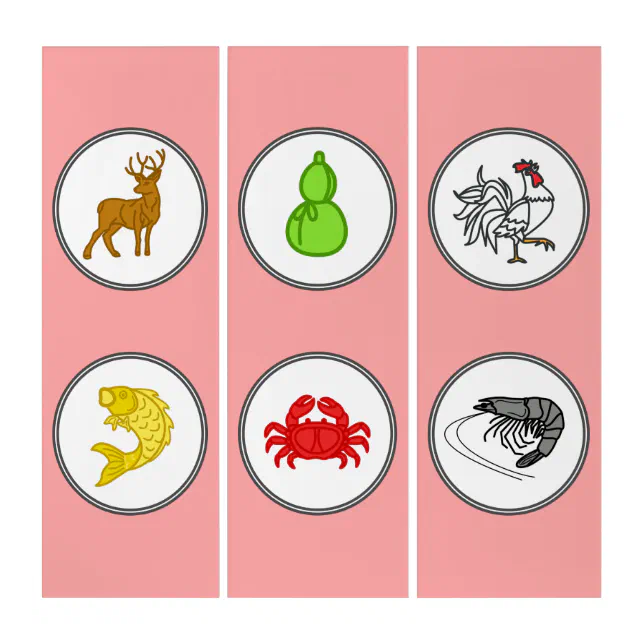 3-Panel Fish Prawn Crab Asian Board Game Art Piece | Zazzle