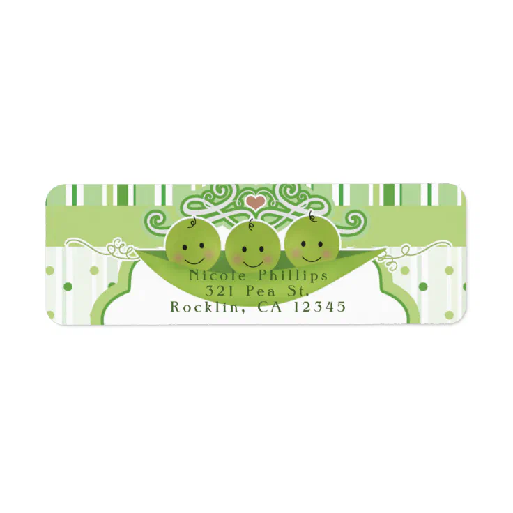 3 Peas in a Pod Triplets Baby Shower Invitation Label | Zazzle