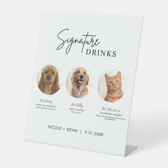3 Pets Signature Drinks Sign Wedding Bar Sign | Zazzle