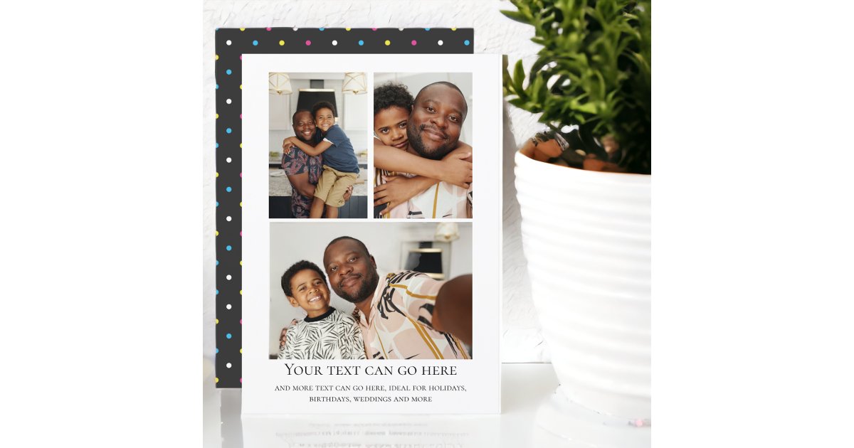 3 Photo and spotty dot back template | Zazzle