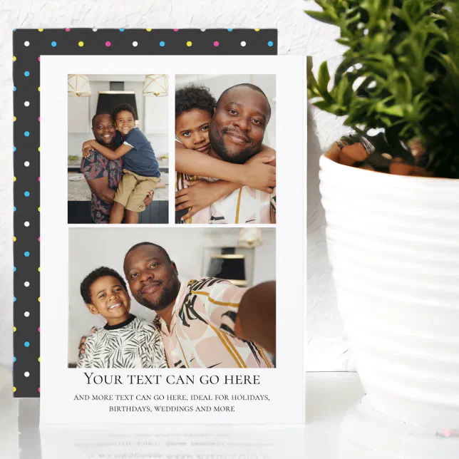 3 Photo and spotty dot back template | Zazzle