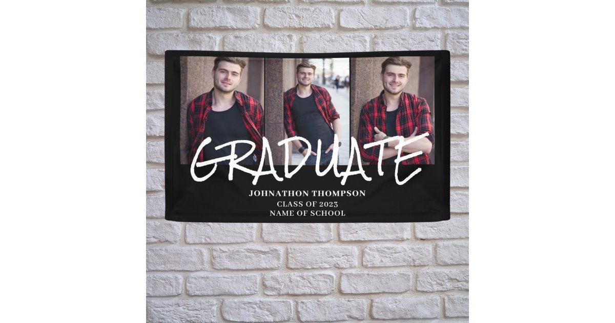 3 Photo Collage Graduation Banner | Zazzle