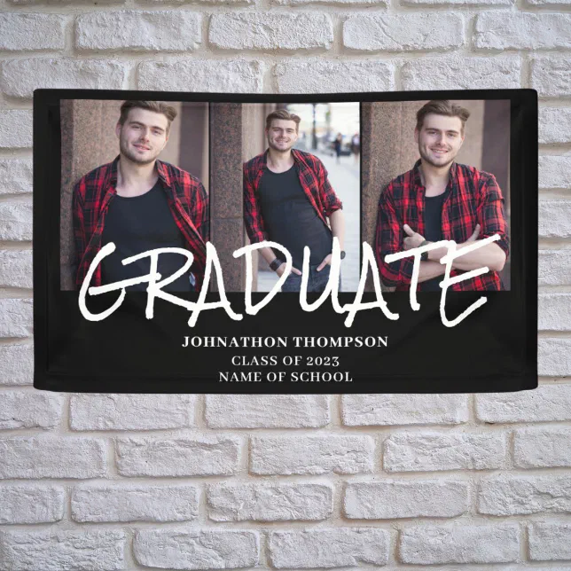 3 Photo Collage Graduation Banner | Zazzle