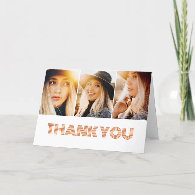 3 Photo Collage Graduation Thank You Card | Zazzle