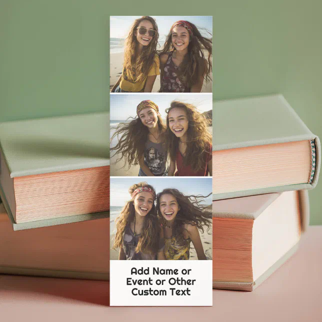 3 Photo Collage - Text Box - Modern Black White Bookmarks | Zazzle