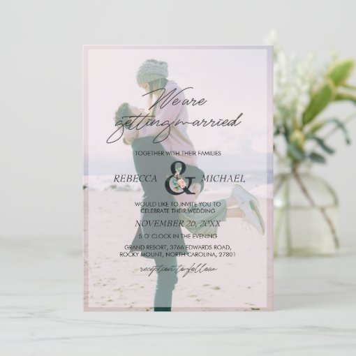 3 Photo Floral Ampersand We are Getting Married Invitation | Zazzle