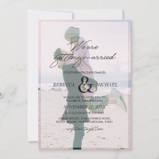 3 Photo Floral Ampersand We are Getting Married Invitation | Zazzle.com