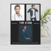3 Photo Male Model Actor Comp Card Black Template | Zazzle
