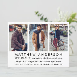3 Photo Model Actor Comp Card White | Zazzle