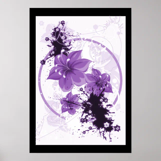3 Pretty Flowers - Purple Poster | Zazzle