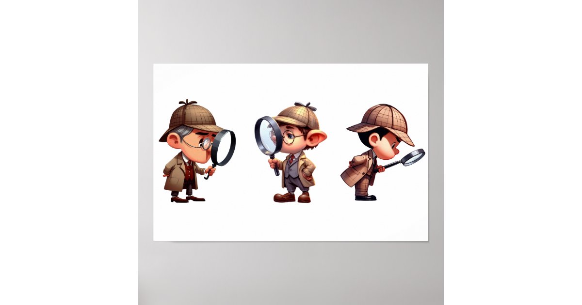 3 Private Investigators searching for clues Poster | Zazzle