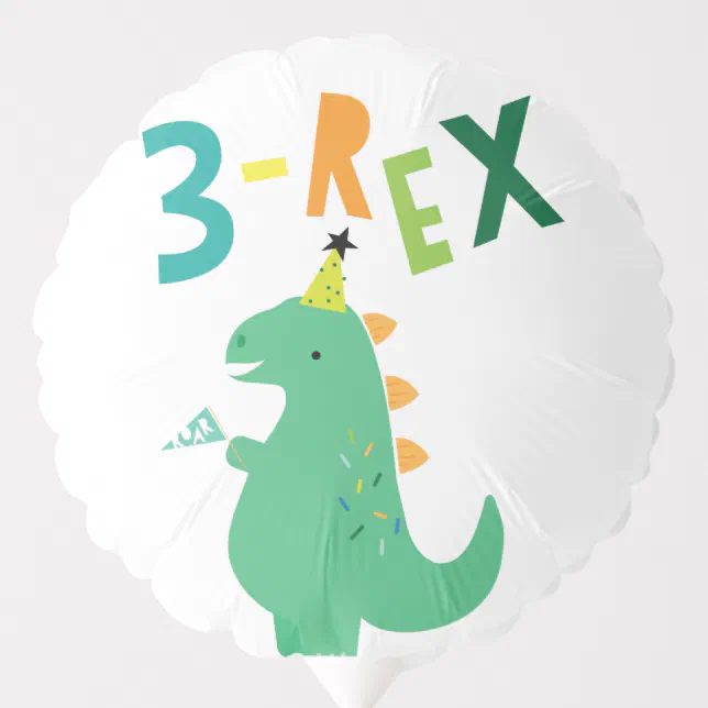 3-Rex Dinosaur Birthday Party Balloon | Zazzle