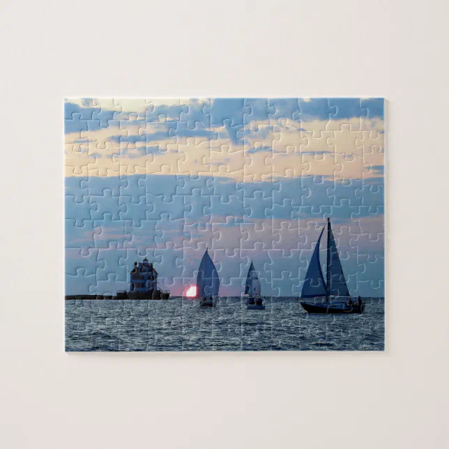 3 Sailboats at Sunset Puzzle | Zazzle