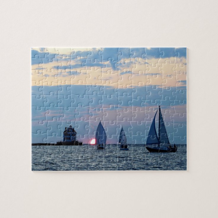 3 Sailboats at Sunset Puzzle | Zazzle