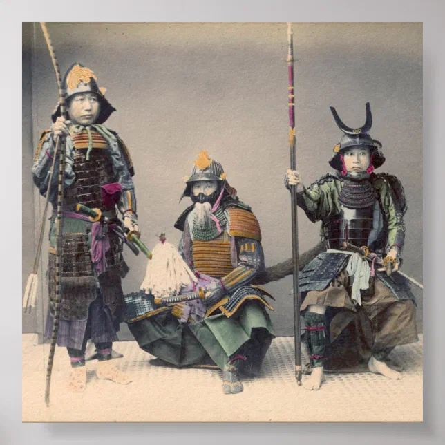3 Samurai in Armor with Weapons Poster | Zazzle