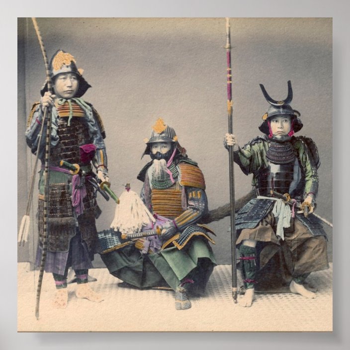 3 Samurai in Armor with Weapons Poster | Zazzle.com