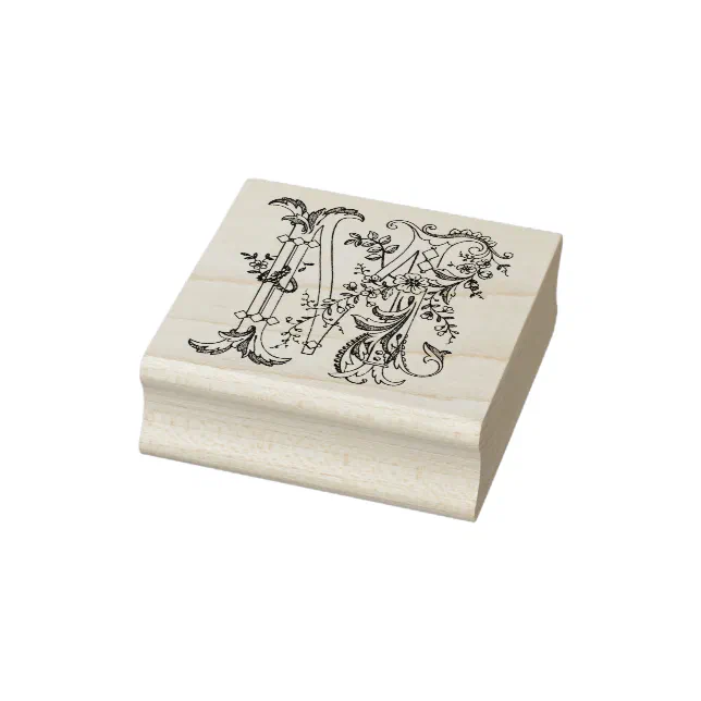 3 sizes rubber stamp Monogram Initial Letter M | Zazzle
