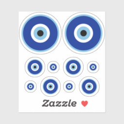 3 Sizes Traditional Blue Nazar Evil Eye Custom-Cut Sticker | Zazzle