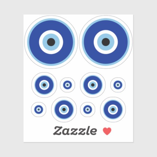 3 Sizes Traditional Blue Nazar Evil Eye Custom-Cut Sticker | Zazzle