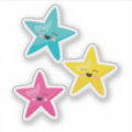 3 Smiling Stars Cute and Whimsical Illustration Sticker | Zazzle