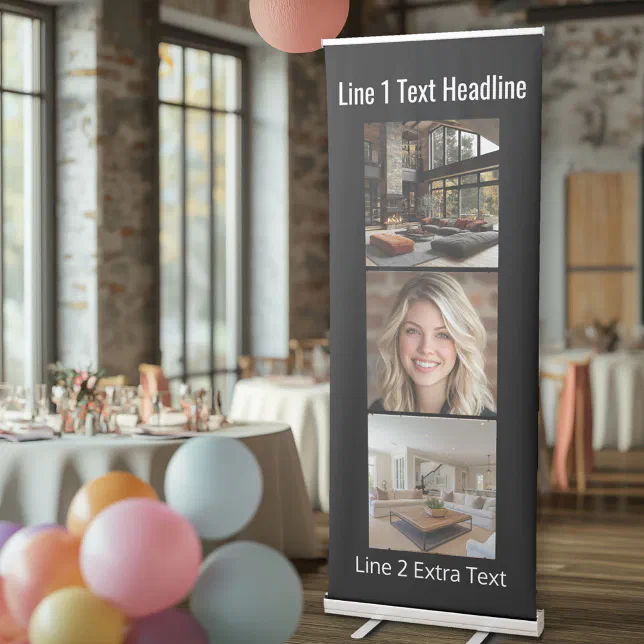 3 Square Photo Collage CAN EDIT COLOR Retractable Banner | Zazzle