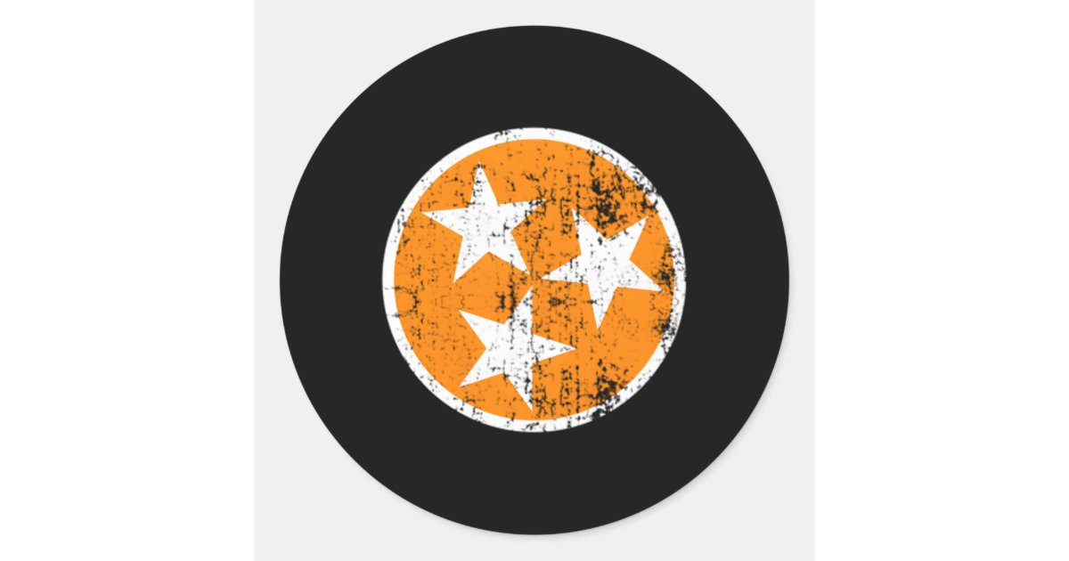 3 Star Tn State Flag Orange And White Tennessee Fl Classic Round ...