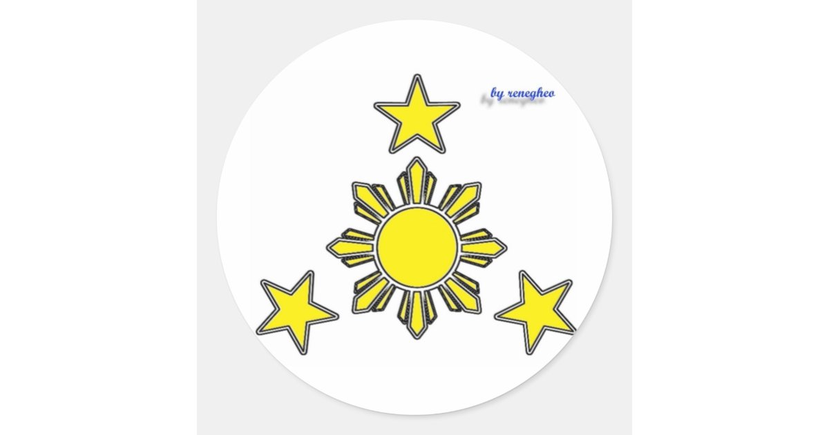 3 stars & a sun classic round sticker | Zazzle