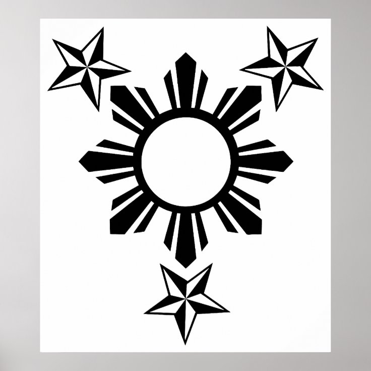 3 Stars and Sun Poster | Zazzle