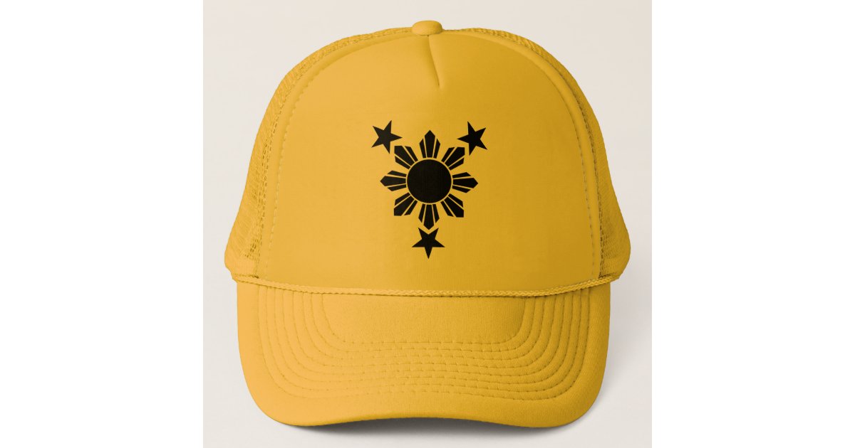 3 Stars and Sun Solid (Caps) Trucker Hat | Zazzle