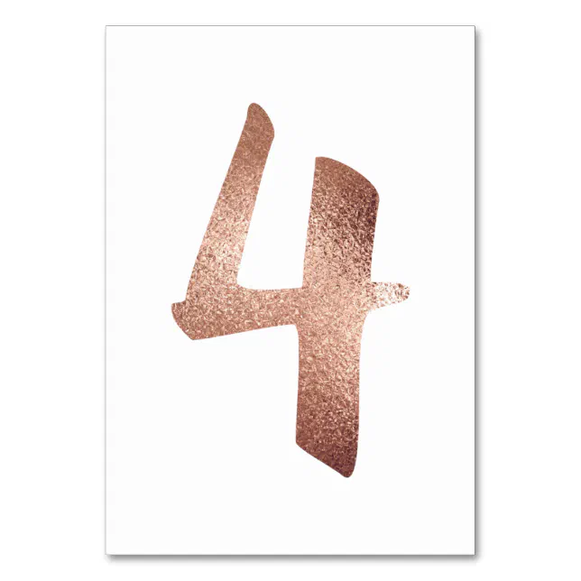 3 Table Number White Metallic Pink Rose Gold Table Number | Zazzle