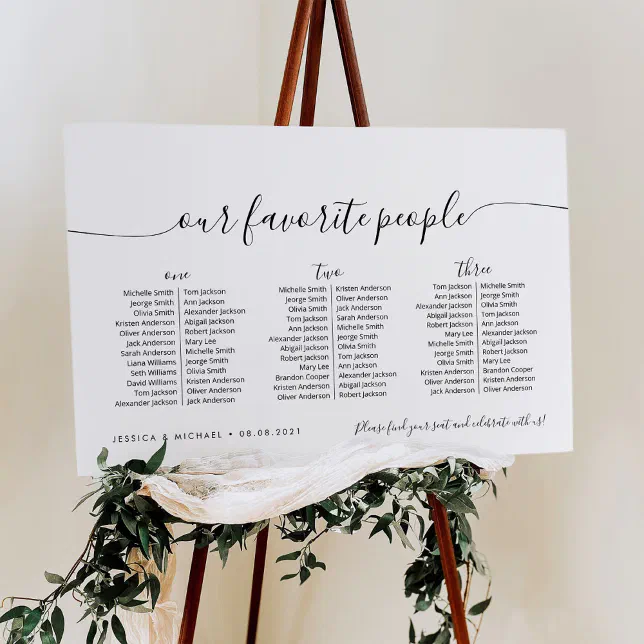 3 Tables Elegant Our Favorite People Seating Chart | Zazzle