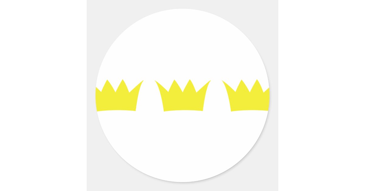 3 three king crowns classic round sticker | Zazzle
