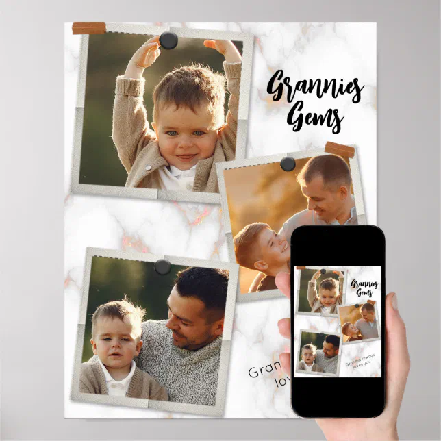 3 Three Photo Modern Elegant Collage Family Love Poster | Zazzle