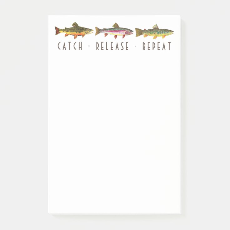 3 Trout Catch Release Repeat Fly Fishing Post-it Notes | Zazzle