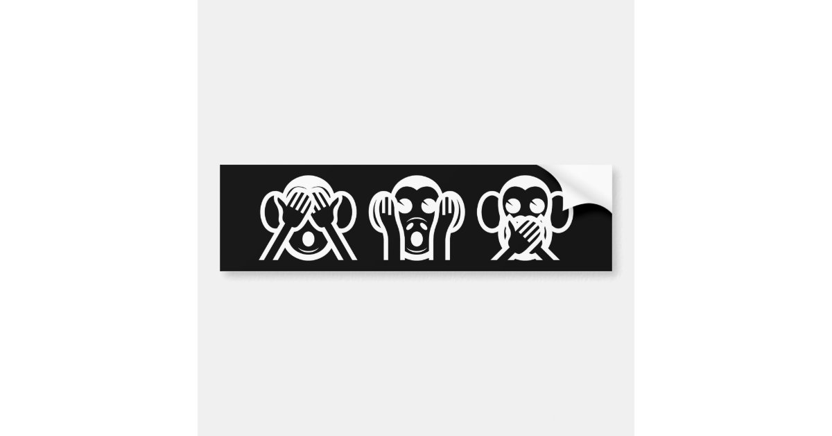 3 Wise Monkeys Emoji Bumper Sticker | Zazzle