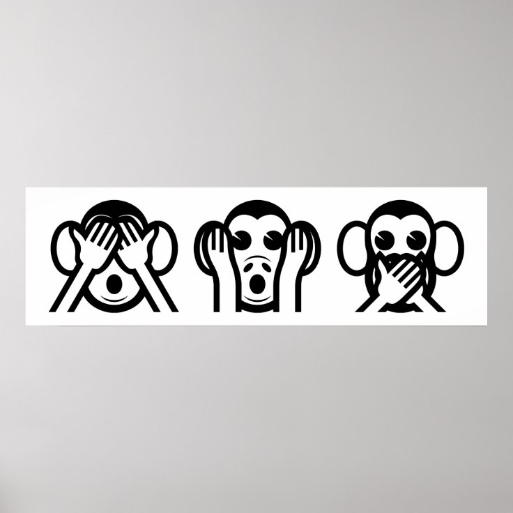 3 Wise Monkeys Emoji Poster | Zazzle