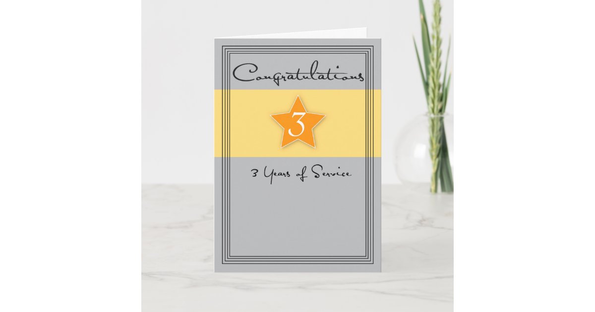 3 Years Employee Anniversary, Service Star Card | Zazzle
