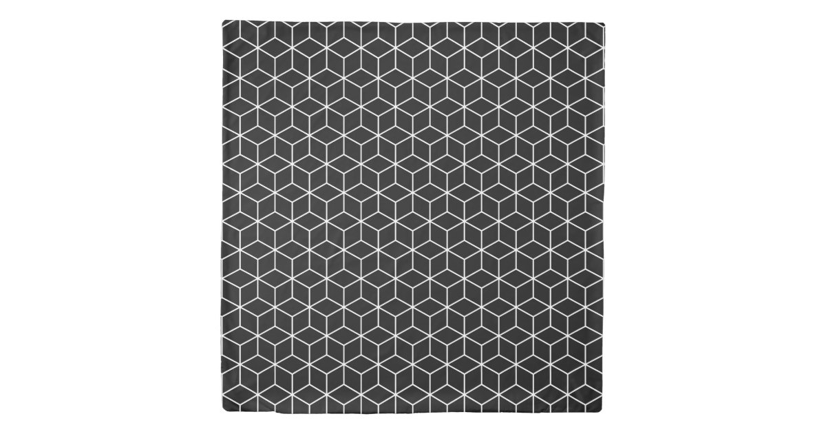 3D 2Way Cubes Geometric BW Line Rpt Pattern Duvet Cover | Zazzle