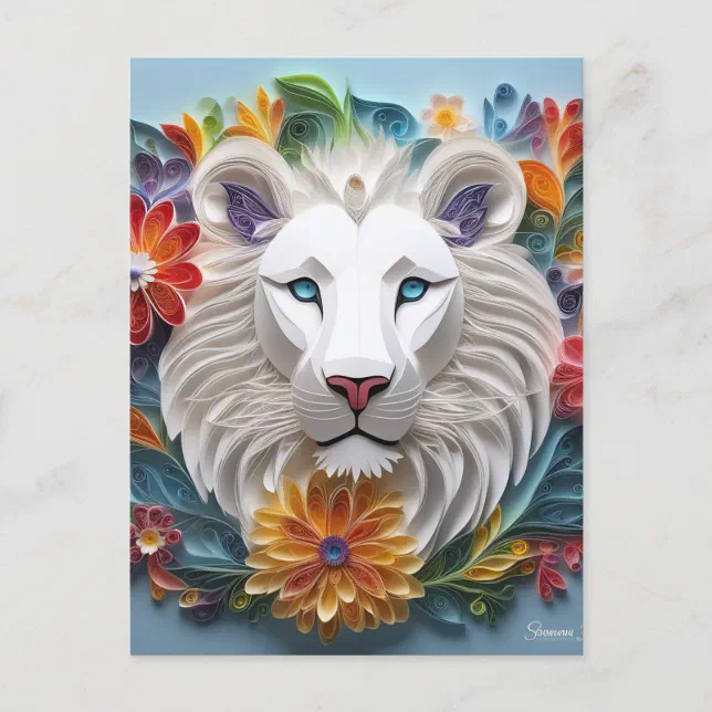 3D Art, Ethereal lion head fantasy concept art is Holiday Postcard | Zazzle