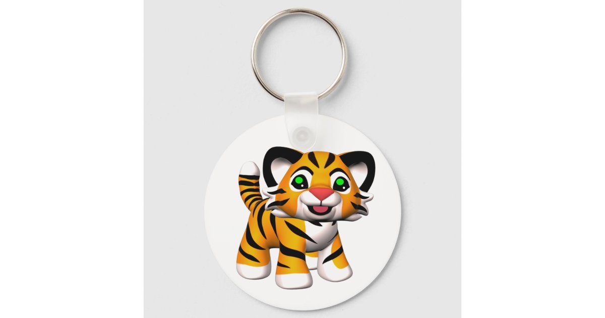 3D Cartoon Tiger Cub Keychains | Zazzle