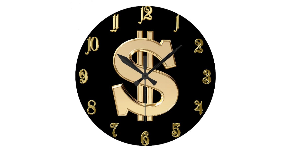 3D dollar sign Large Clock | Zazzle.com