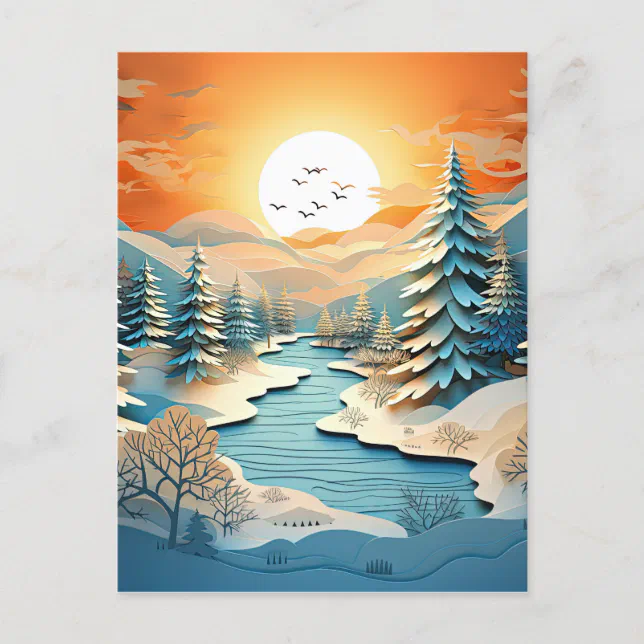 3D Effect Abstract Winter Background Postcard | Zazzle