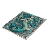 3D effect Aqua Marine Ceramic Tile Mermaid Design | Zazzle