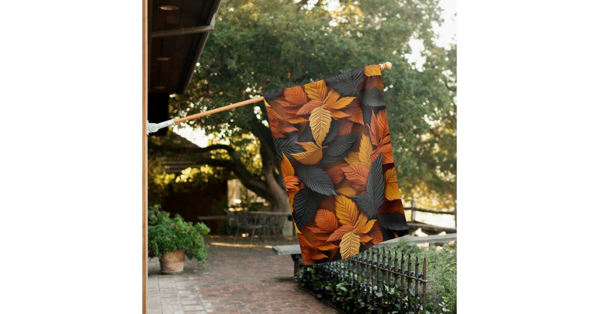 3D Fall Leaves House Flag | Zazzle
