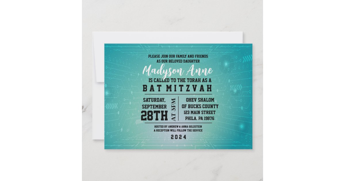 3D GAMER GAMING DIGITAL Bat Mitzvah Invitation | Zazzle