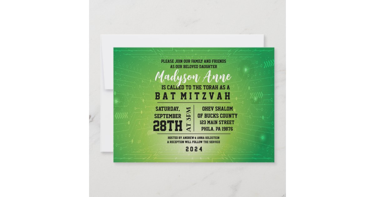 3D GAMER GAMING DIGITAL Bat Mitzvah Invitation | Zazzle