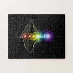 3d human in yoga pose with chakras jigsaw puzzle | Zazzle