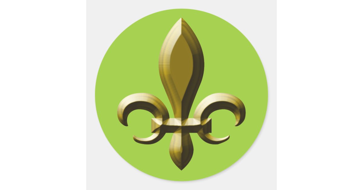 3d Look Gold Fleur De Lis Classic Round Sticker Zazzle