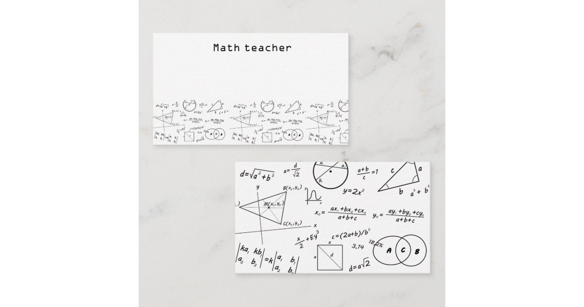 3D math white board math teacher Business Card | Zazzle