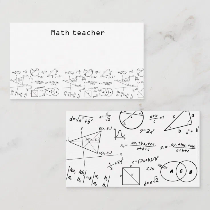 3D math white board math teacher Business Card | Zazzle